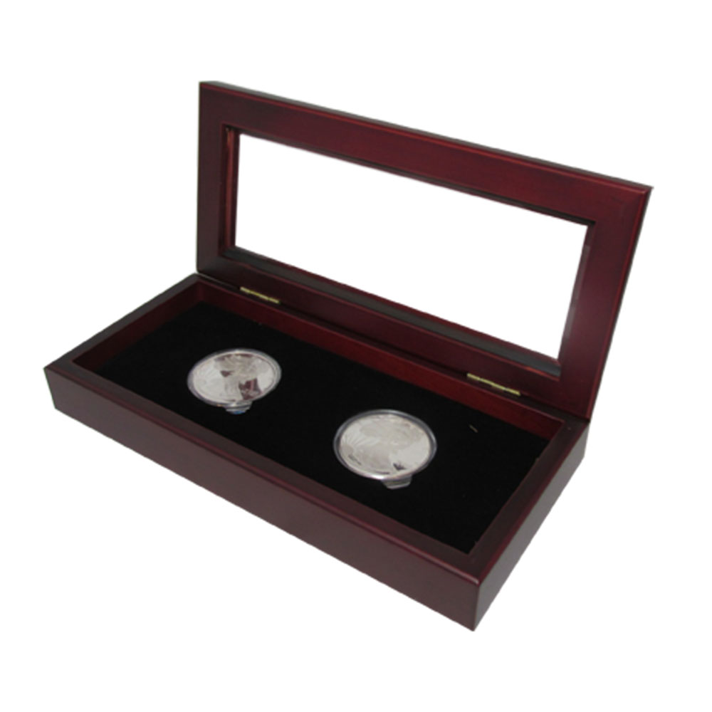 Glass Top Coin Capsule Display Box ( 2 L ) - Dark Mahogany - KEI ...