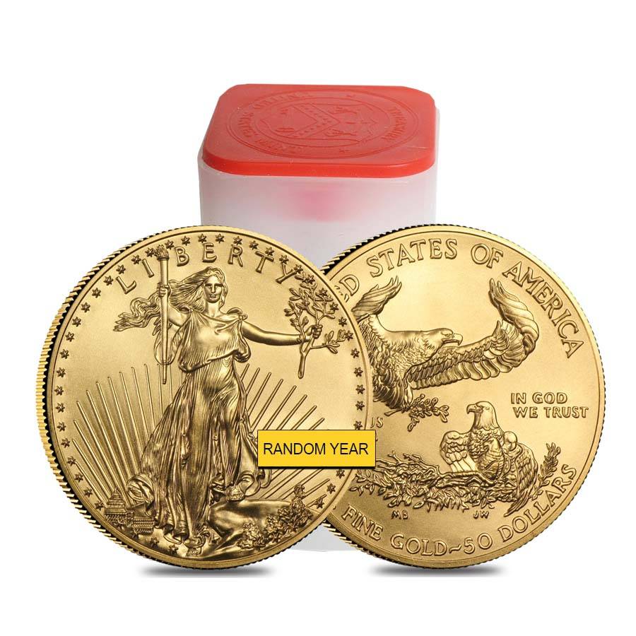 1 oz Gold American Eagle $50 Coin BU (Random Year) (Lot, Tube of 20) - KEI Bullion & Numismatics